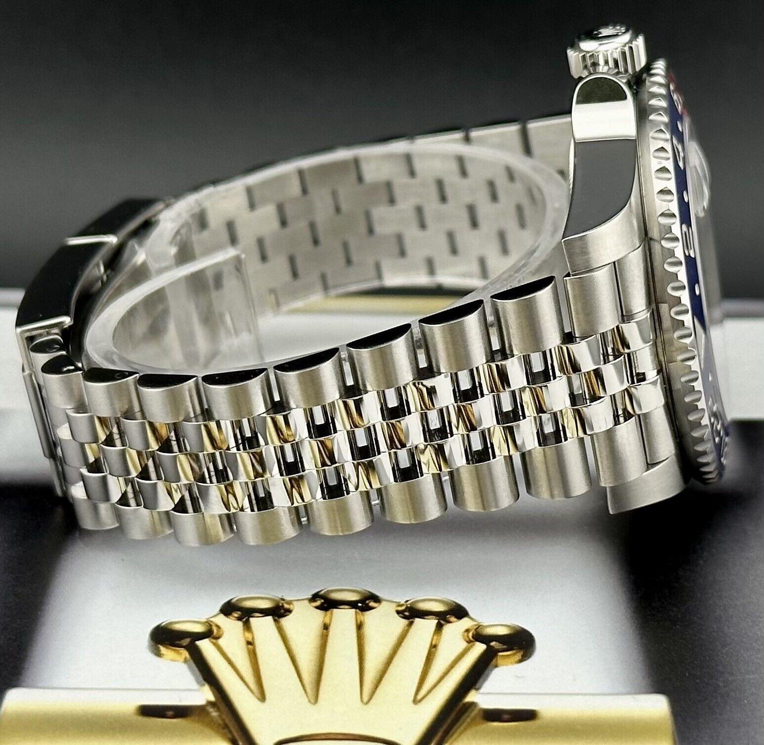 Rolex Hombre 40mm GMT MasterII Pepsi Azul/Rojo Bisel Acero Esfera Negra ...