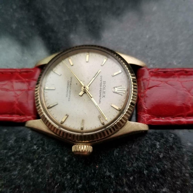Rolex Men's 14k Solid Gold 6551 Oyster Perpetual Automatic c.1956 Swiss ...