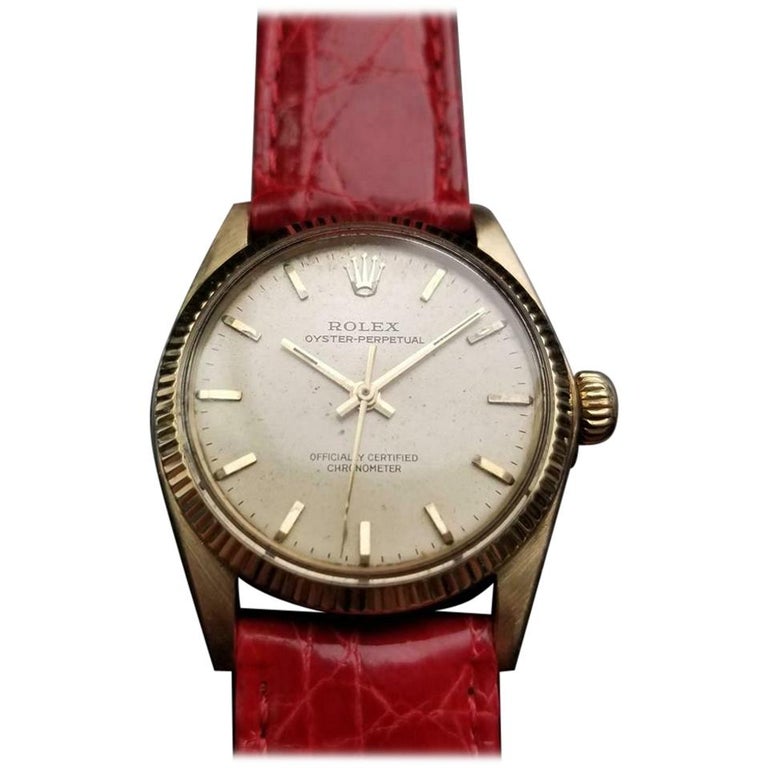 Rolex Men's 14k Solid Gold 6551 Oyster Perpetual Automatic c.1956 Swiss ...