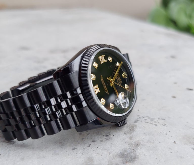 Rolex Mens Datejust Black PVD 116234 Diamond Roman For Sale at 1stDibs