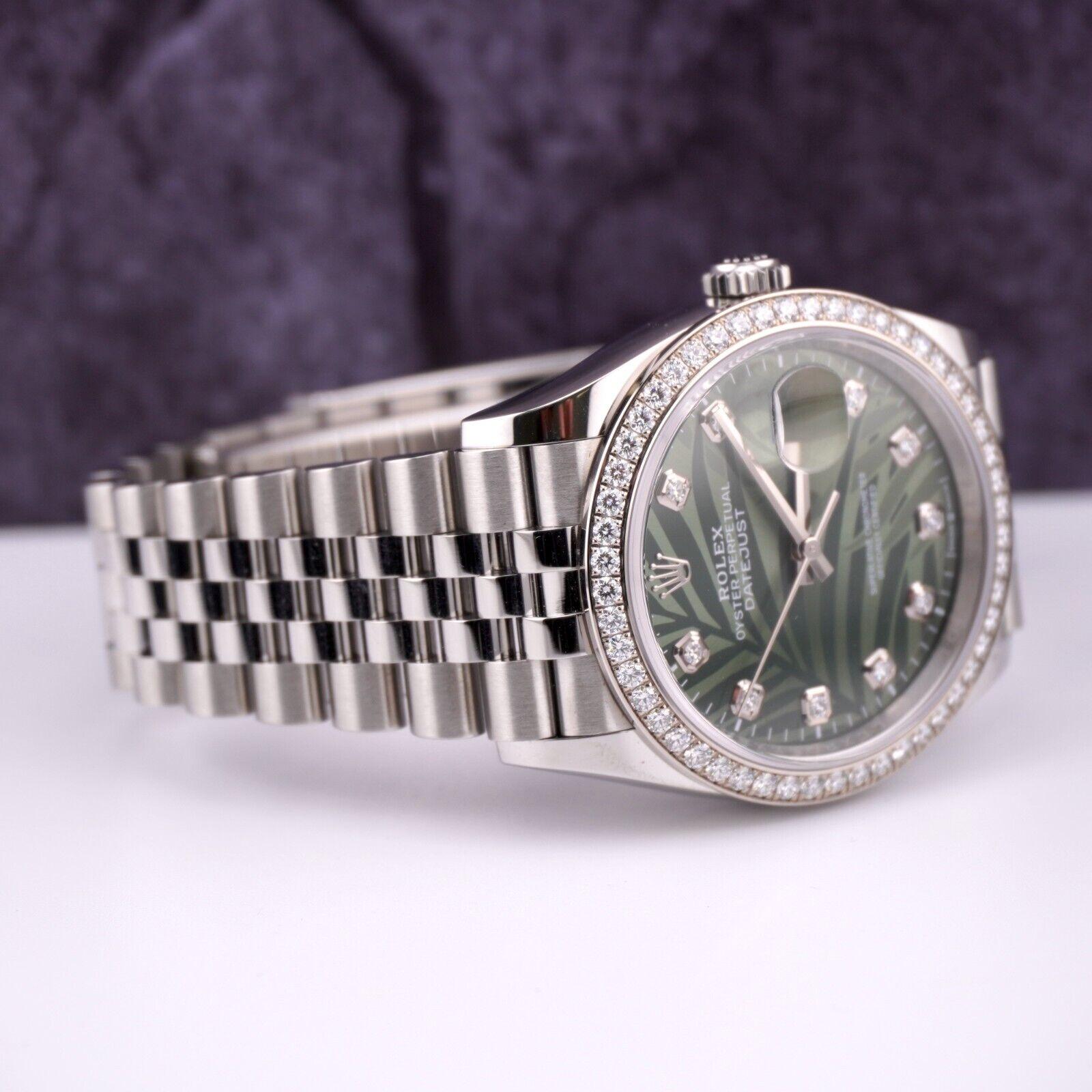Rolex Mens Datejust 36mm Acero Jubileo Palma Verde Esfera Diamante and ...