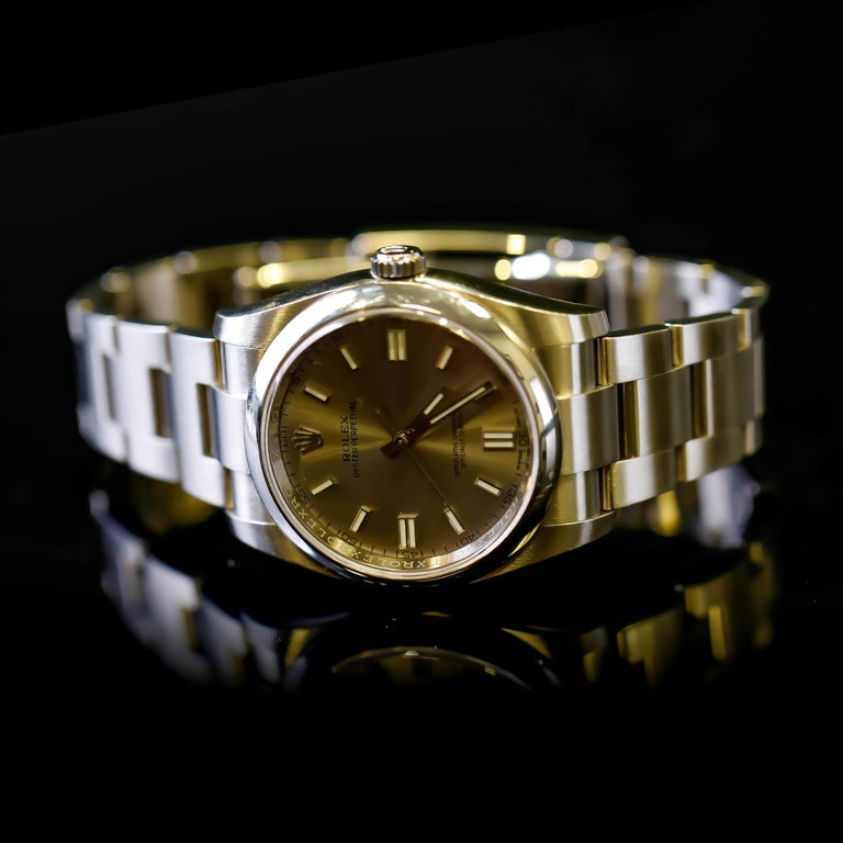 Rolex Men's Oyster Perpetual Stainless Steel Automatic Grey Stick Dial ...