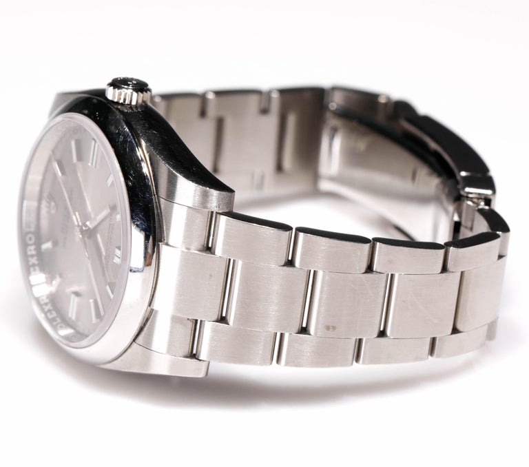 Rolex Men's Oyster Perpetual Stainless Steel Automatic Grey Stick Dial ...