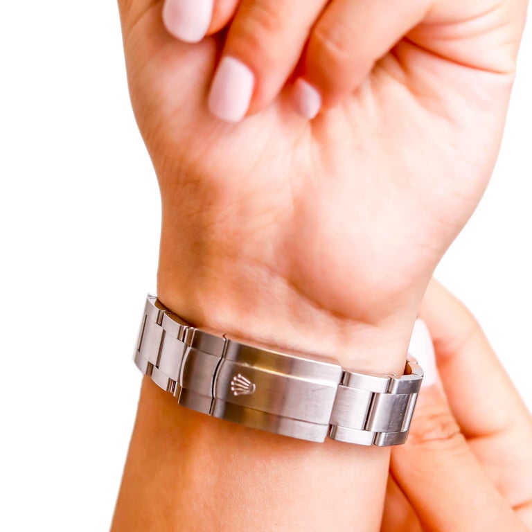 Rolex Men's Oyster Perpetual Stainless Steel Automatic Grey Stick Dial ...