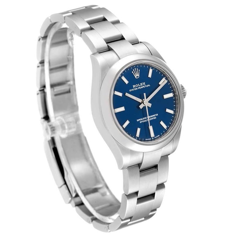Rolex Midsize Blue Dial Automatic Steel Ladies Watch 277200 Unworn For ...