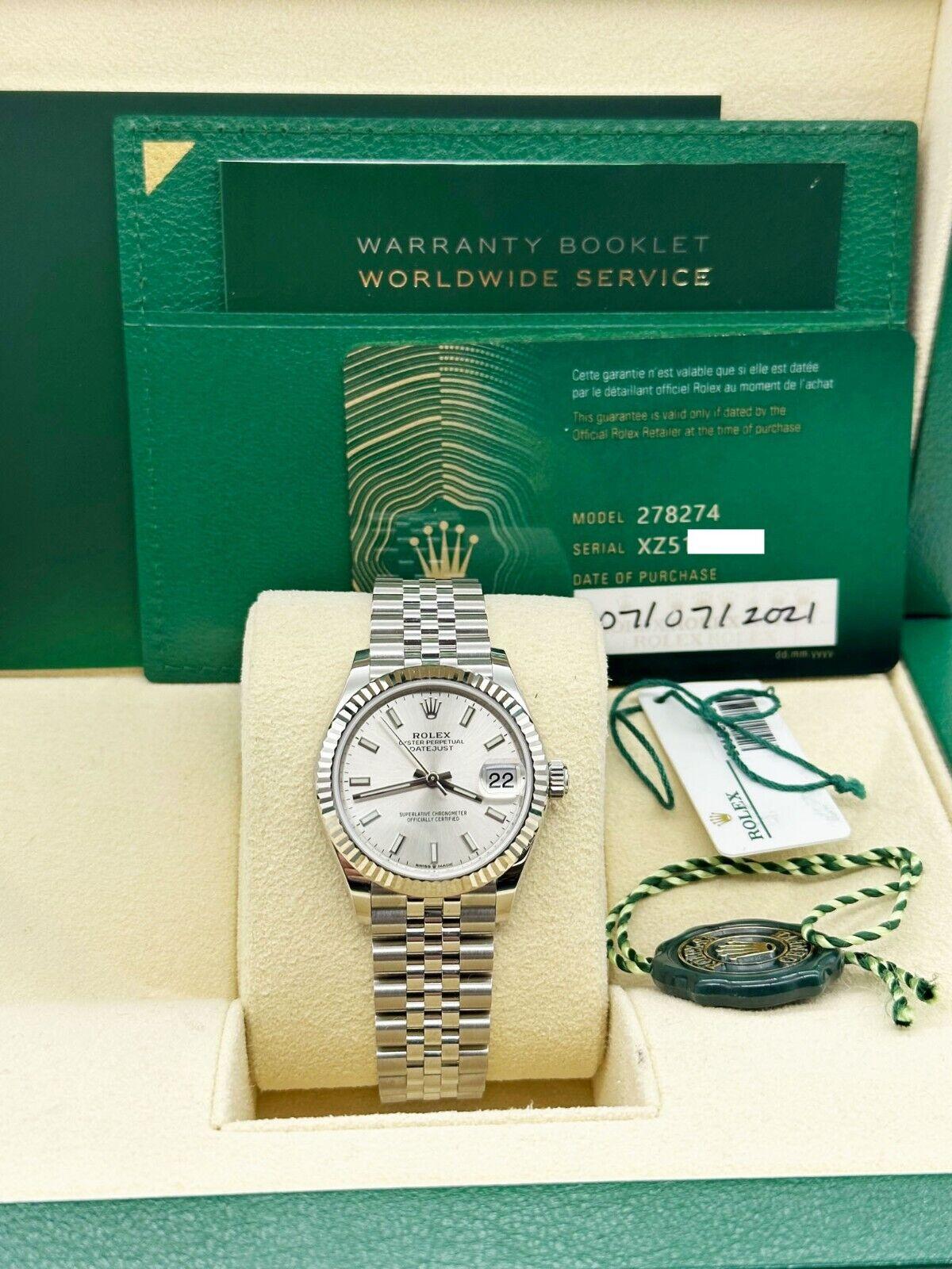 Rolex Midsize Datejust 278274 Silver Dial 31mm Stainless Steel Box ...