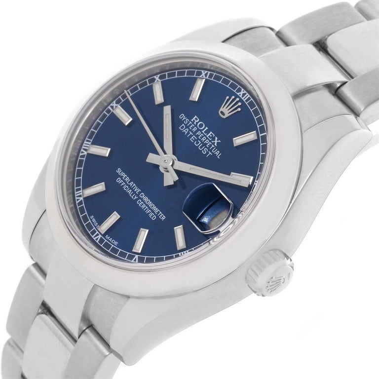 Rolex Midsize Datejust Blue Dial Stainless Steel Ladies Watch 178240 ...