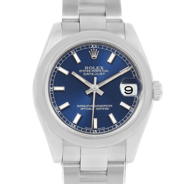 Rolex Midsize Datejust Blue Dial Stainless Steel Ladies Watch 178240 ...