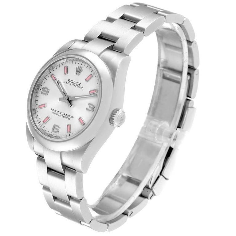 Rolex Midsize Silver Dial Pink Hour Markers Ladies Watch 177200 Box ...