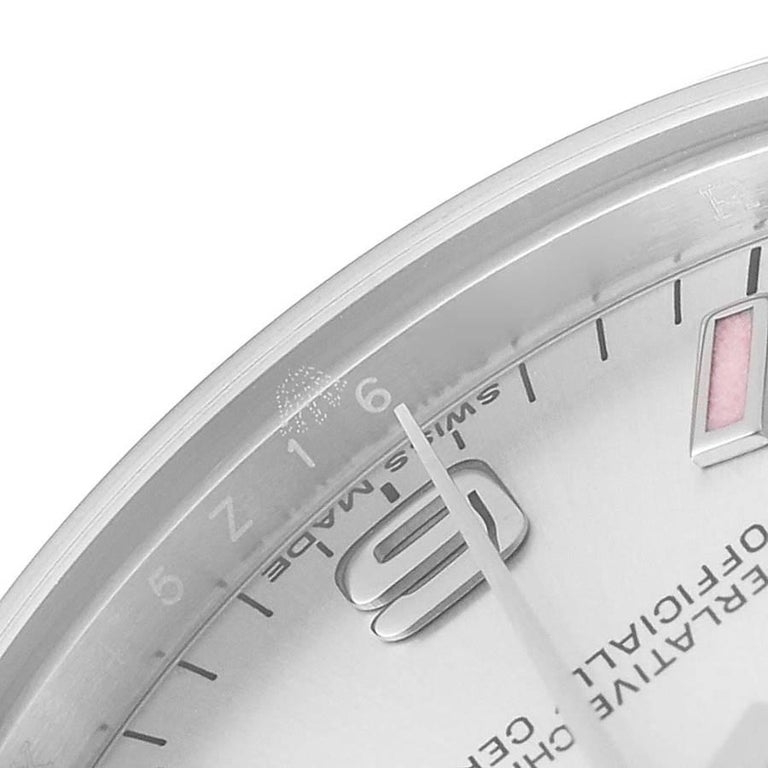 Rolex Midsize Silver Dial Pink Hour Markers Ladies Watch 177200 Box ...