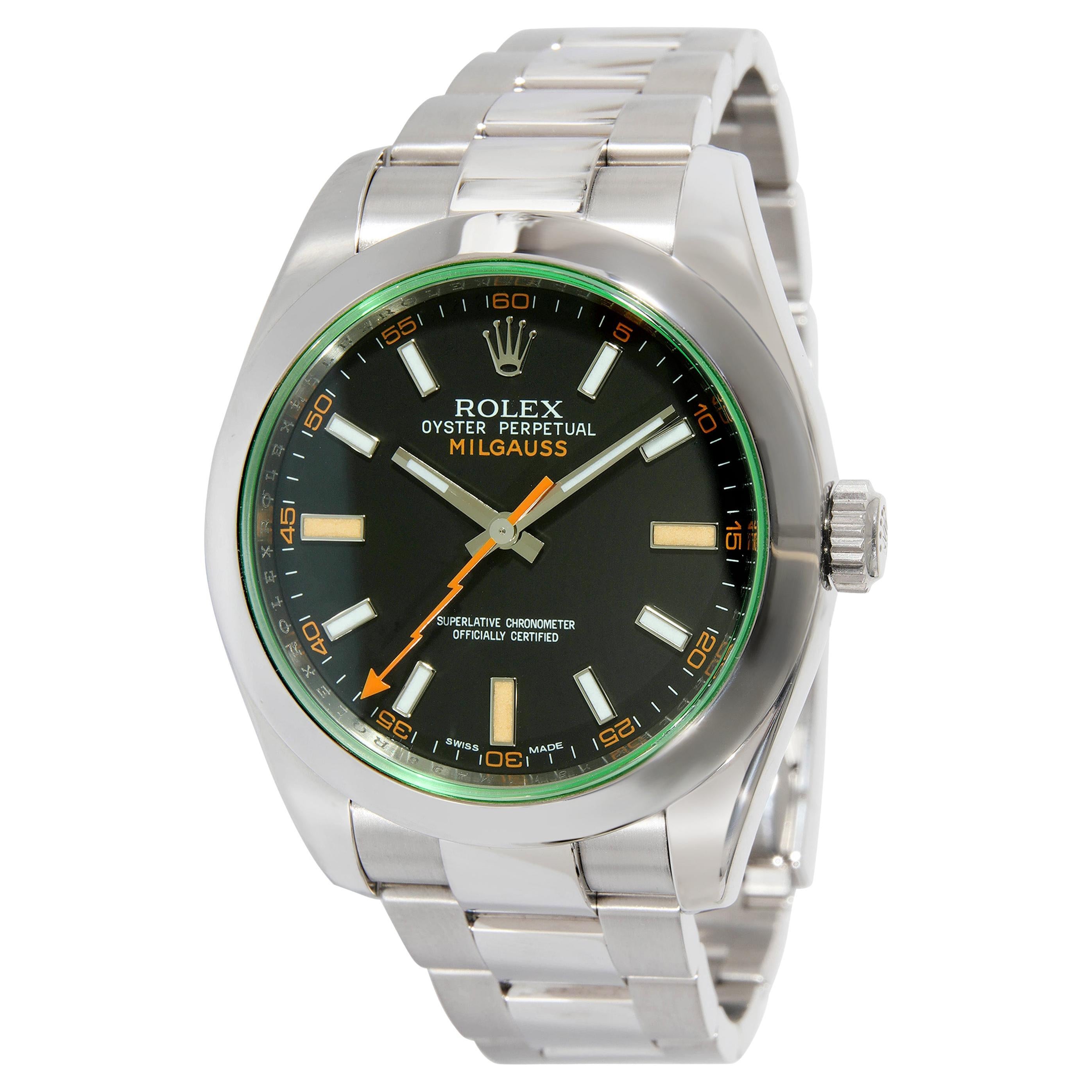 Rolex Milgauss Steel Green Sapphire Z-Blue Dial Automatic Mens Watch ...
