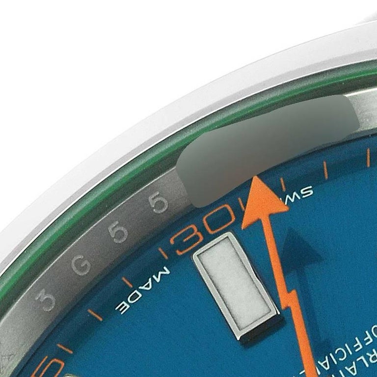 Rolex Milgauss Blue Dial Green Crystal Steel Mens Watch 116400GV Unworn ...