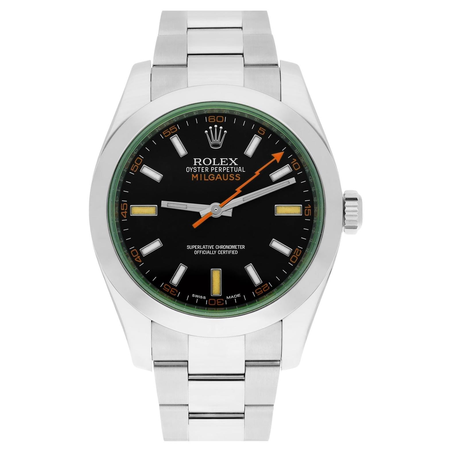 Rolex Milgauss Stainless Steel 40mm Black Dial Green Crystal 116400GV ...