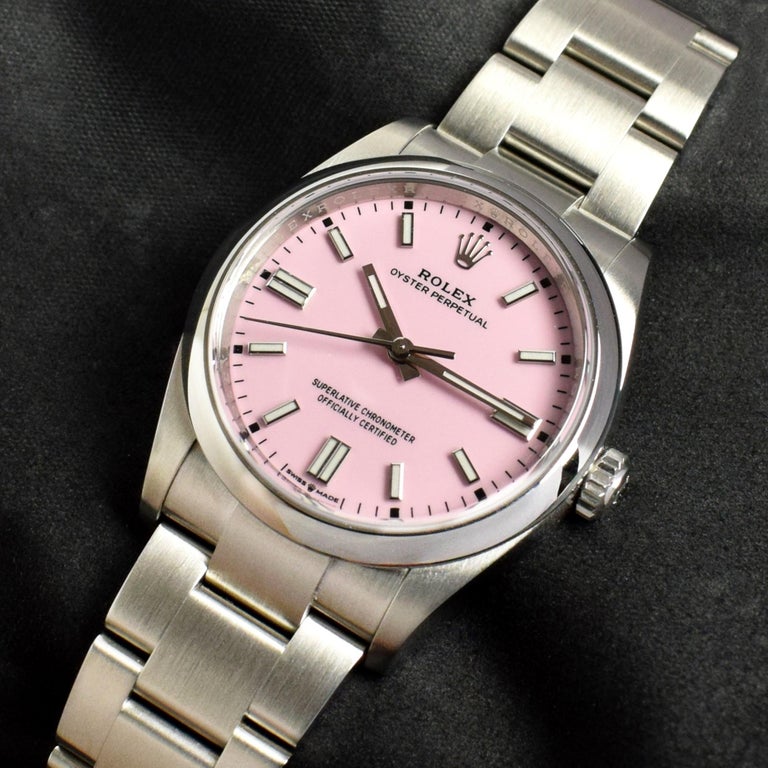 Rolex Mint Oyster Perpetual Candy Pink 126000 Steel Watch Box and Paper ...
