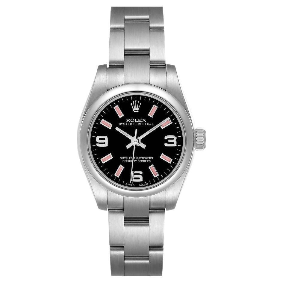 Rolex Oyster Perpetual Nondate Black Dial Ladies Watch 176200 For Sale ...