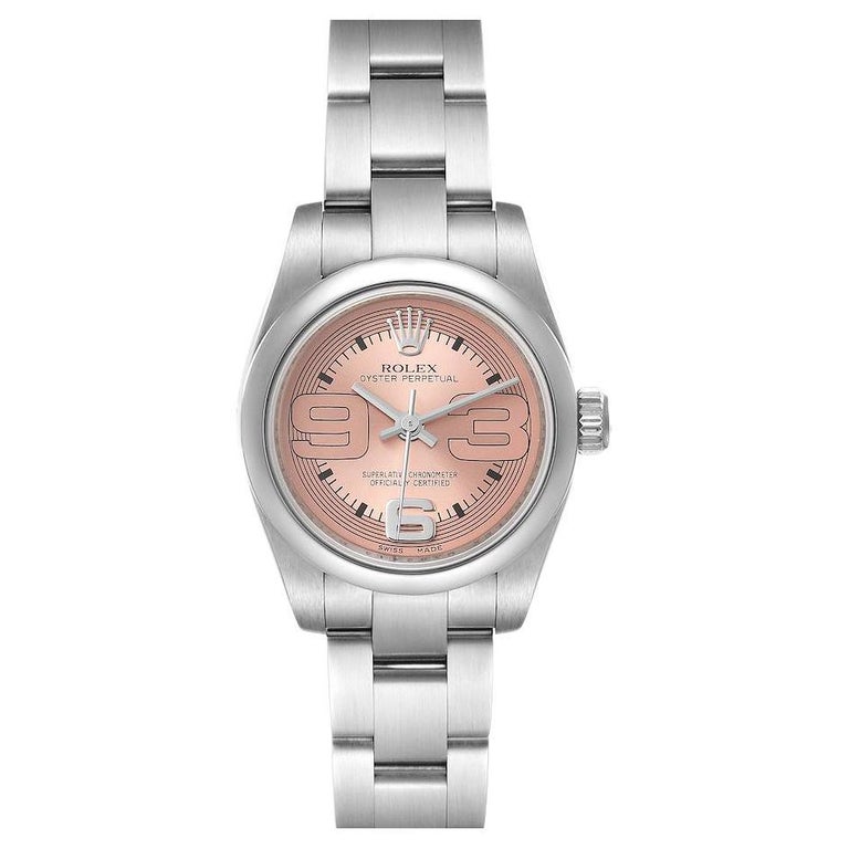 Rolex Nondate Steel Salmon Dial Oyster Bracelet Ladies Watch 176200 Box ...