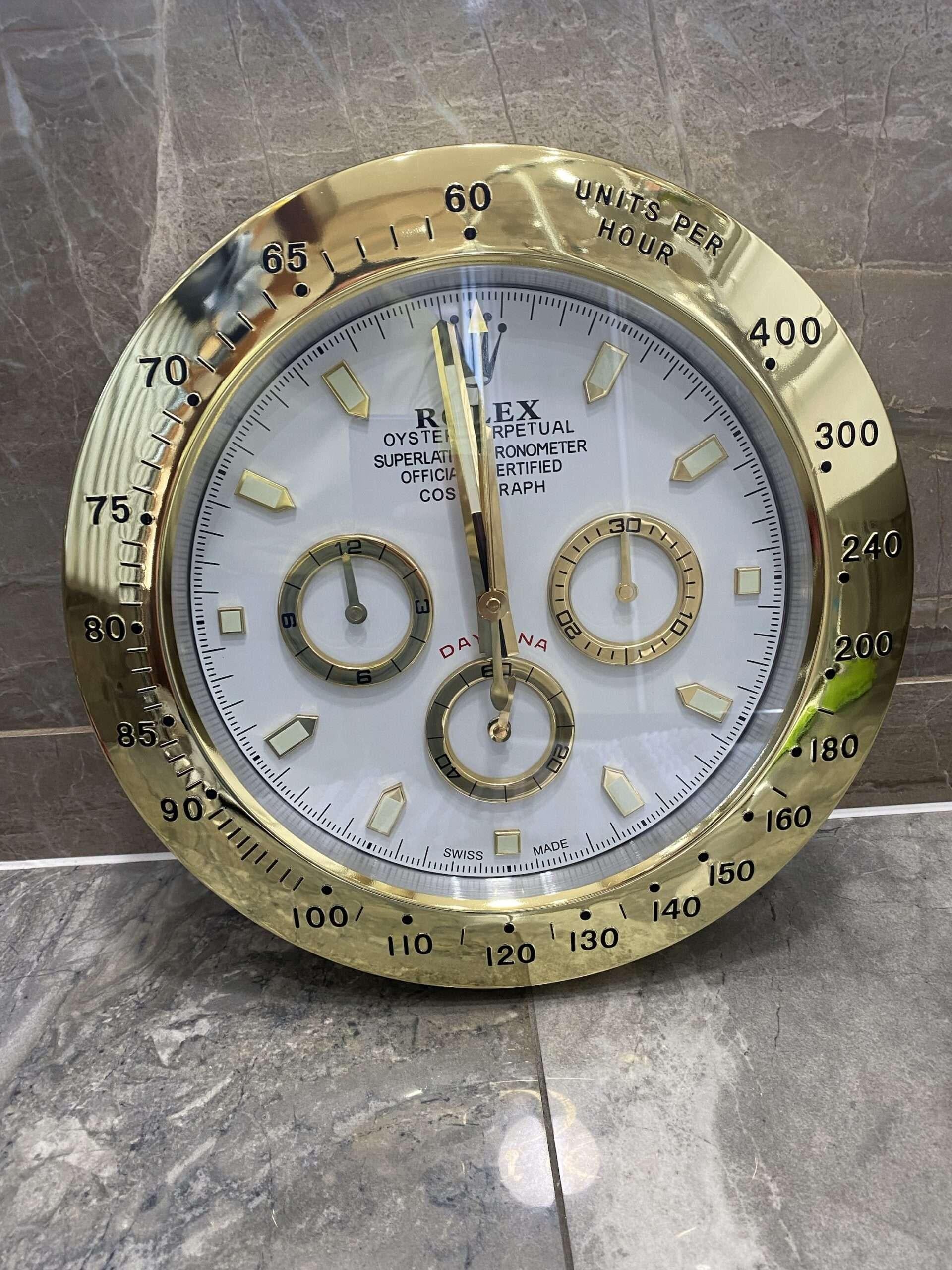 ROLEX Officially Certified Perpetual Gold Chrome Cosmograph Wall Clock ...