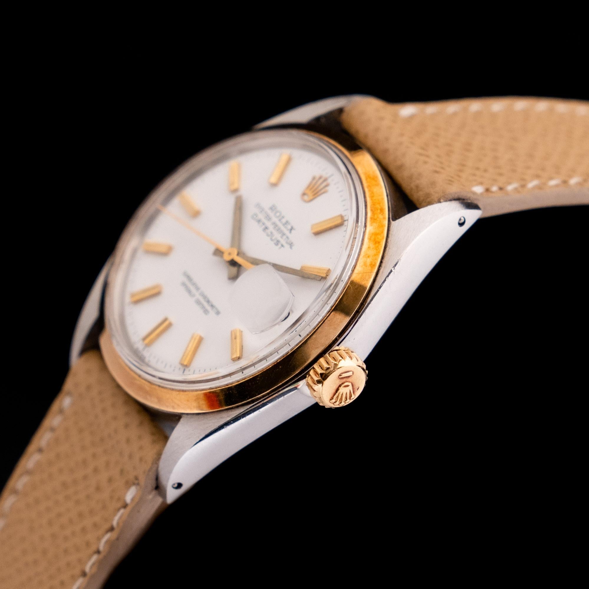 Rolex Oyster Datejust Yellow Gold and Steel 1600 White Dial Automatic ...