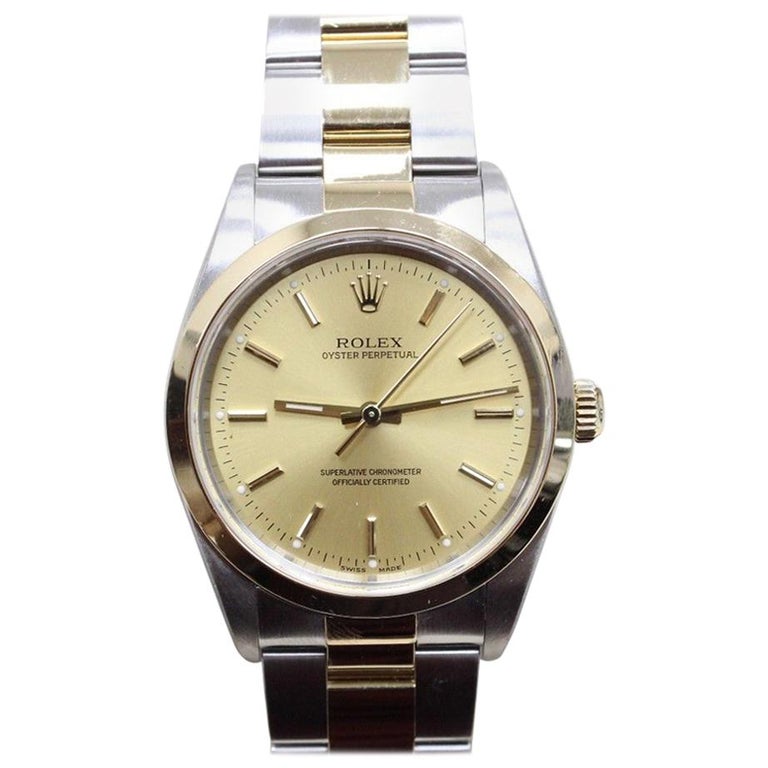 Rolex Oyster Perpetual 14203 18 Karat Gold and Stainless Steel Box and ...