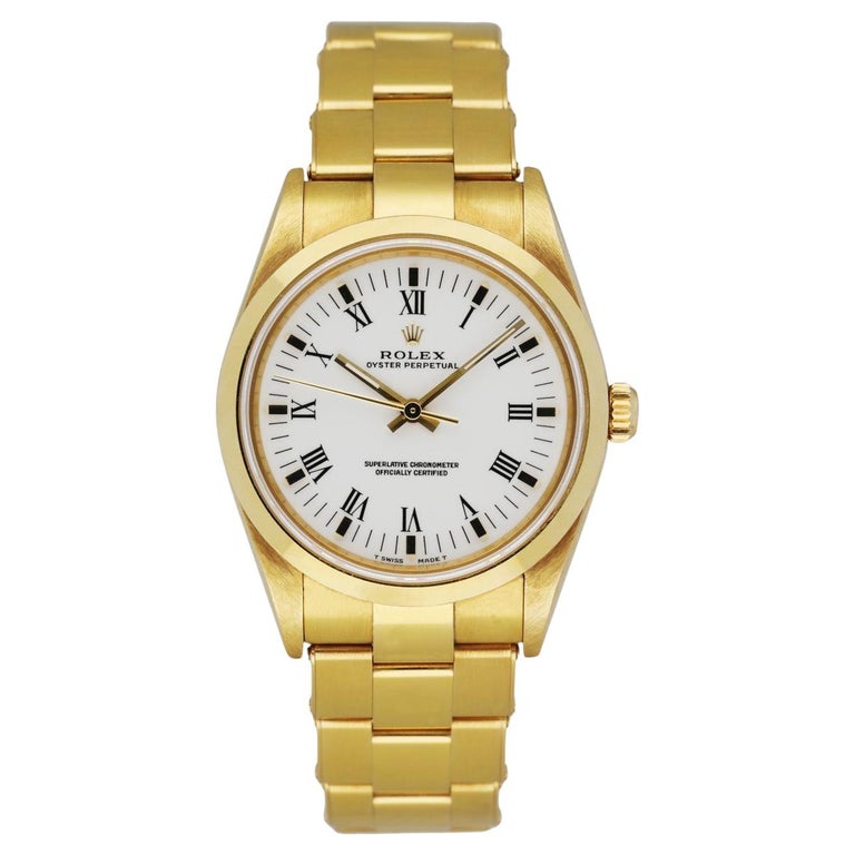 Rolex Oyster Perpetual 14208 18K Yellow Gold Men's Watch Box and Papers ...