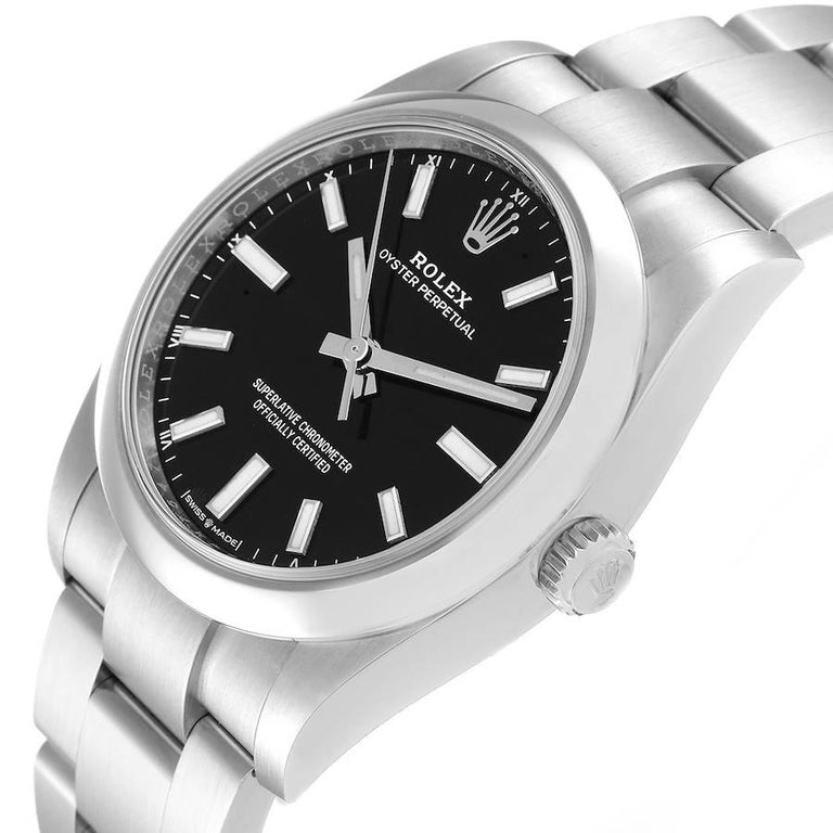 Rolex Oyster Perpetual Black Dial Steel Unisex Watch 124200 Box Card ...