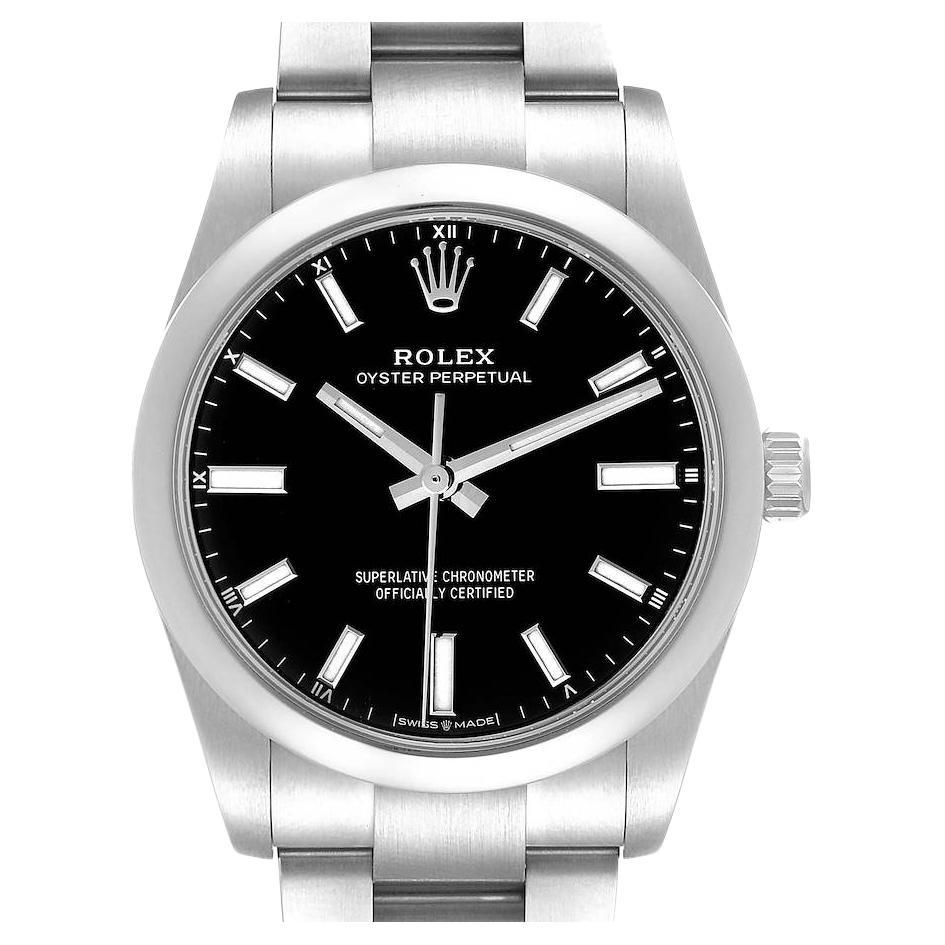 Rolex Oyster Perpetual Black Dial Steel Unisex Watch 124200 For Sale at ...