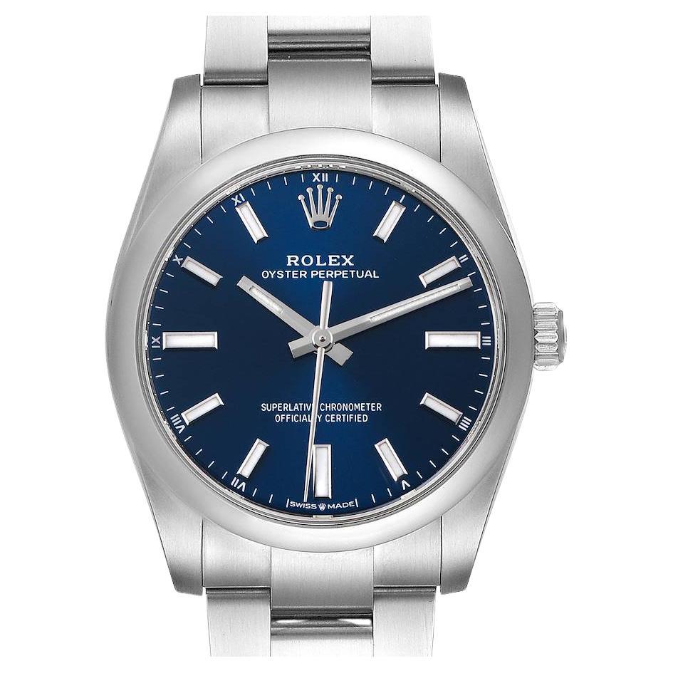 Rolex Oyster Perpetual Midsize 31 Blue Dial Ladies Watch 177200 Box ...