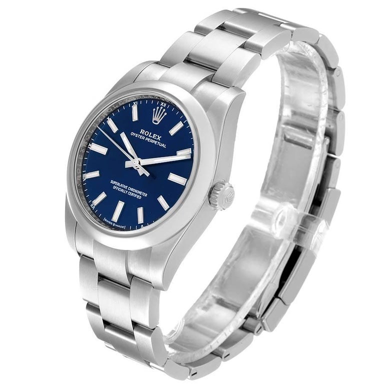 Rolex Oyster Perpetual Blue Dial Steel Mens Watch 124200 Unworn at 1stDibs