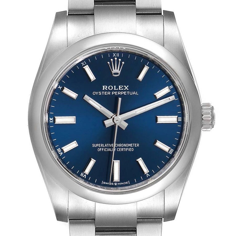 Rolex Oyster Perpetual Blue Dial Steel Mens Watch 124200 Unworn For ...
