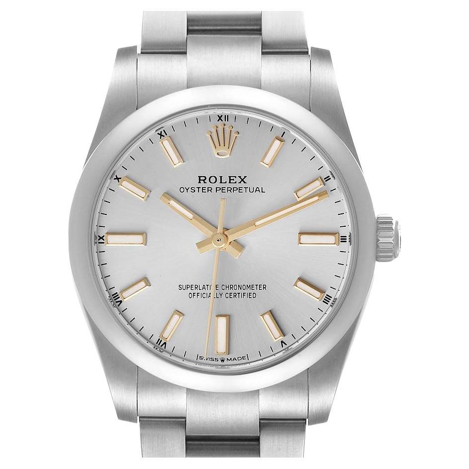 Rolex Oyster Perpetual Silver Dial Steel Mens Watch 124200 Unworn For ...