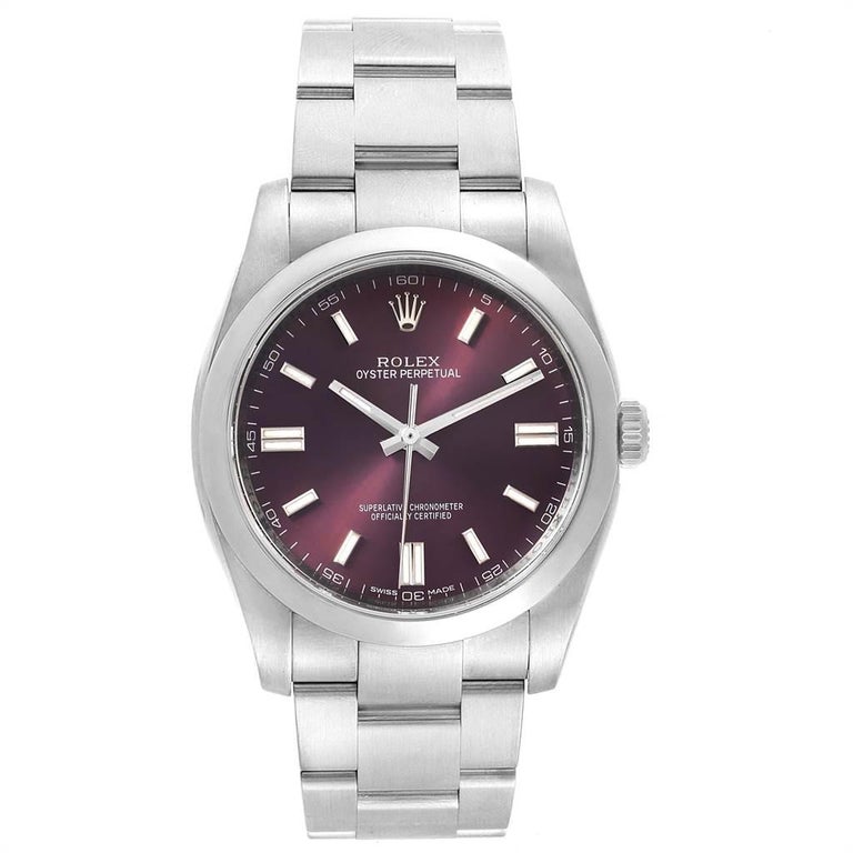 Rolex Oyster Perpetual 36 Red Grape Dial Men's Watch 116000 For Sale at ...