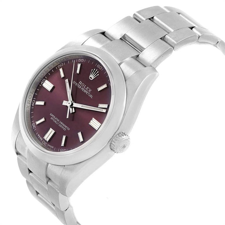 Rolex Oyster Perpetual 36 Red Grape Dial Men's Watch 116000 For Sale at ...