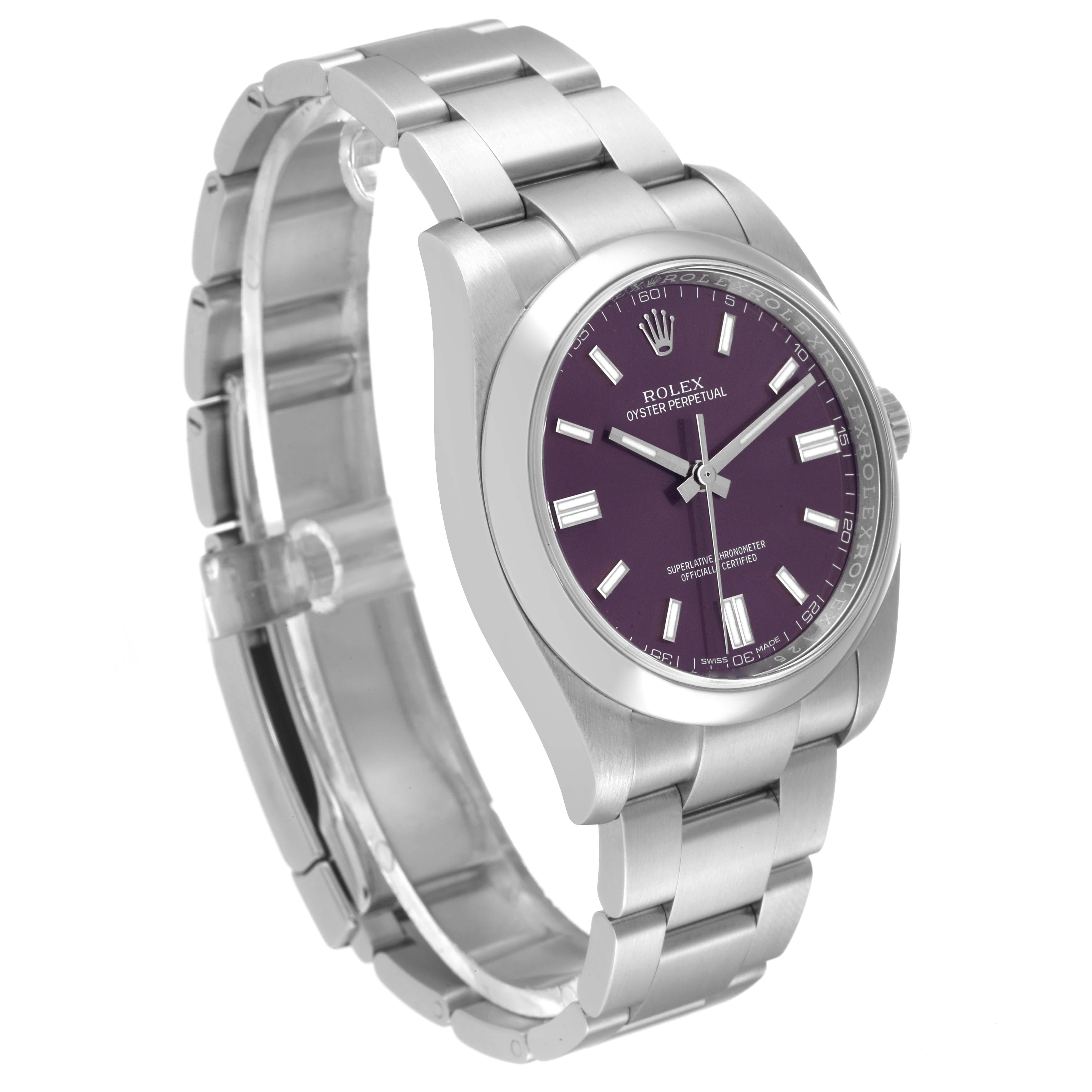 Rolex Oyster Perpetual 36 Red Grape Dial Steel Mens Watch 116000 Box ...