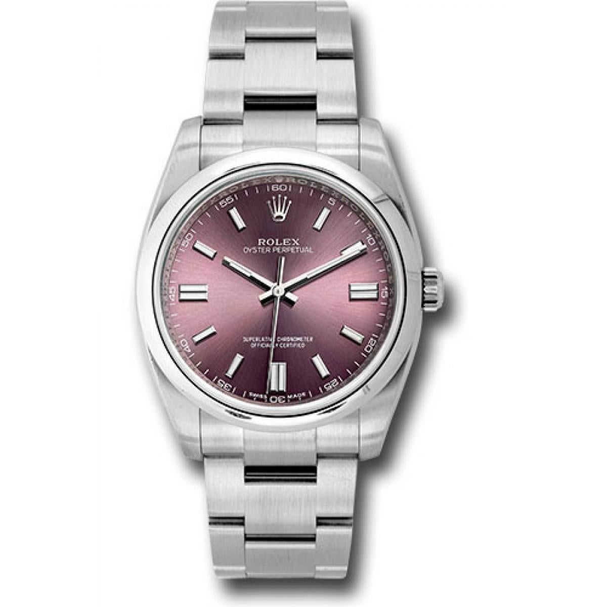 Rolex Oyster Perpetual 36 Stainless Steel Red Grape Index Dial and ...