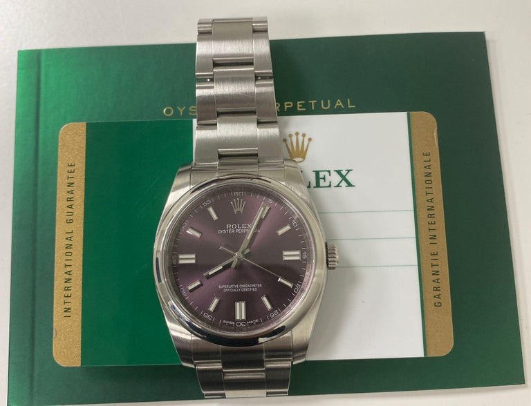 Rolex Oyster Perpetual 36 Stainless Steel Red Grape Index Dial and ...