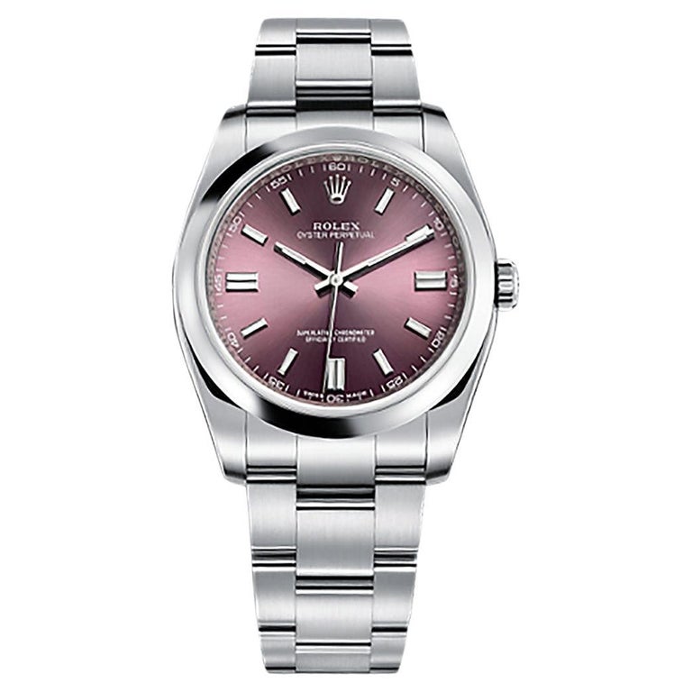 Rolex Oyster Perpetual 36 Stainless Steel Red Grape Index Dial and ...