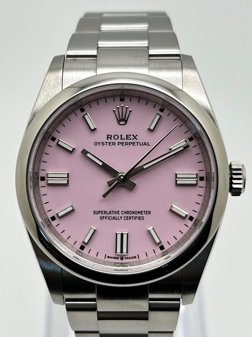 Rolex Oyster Perpetual Candy Pink Dial 126000 For Sale at 1stDibs
