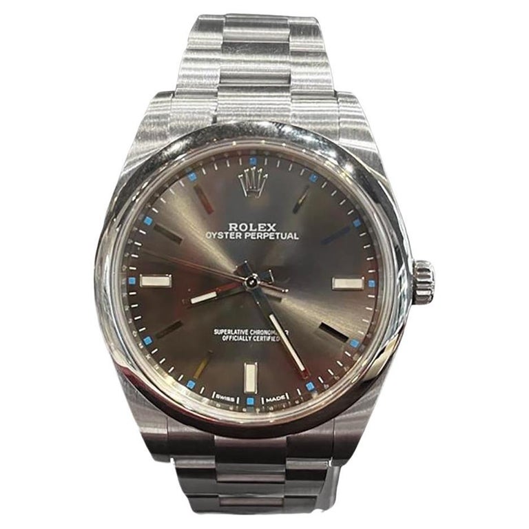 Rolex Oyster Perpetual Rhodium Blue Dot Dial REF 114300 For Sale at 1stDibs