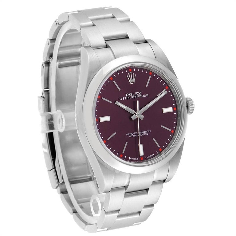 Rolex Oyster Perpetual 39 Red Grape Dial Steel Men’s Watch 114300 For ...