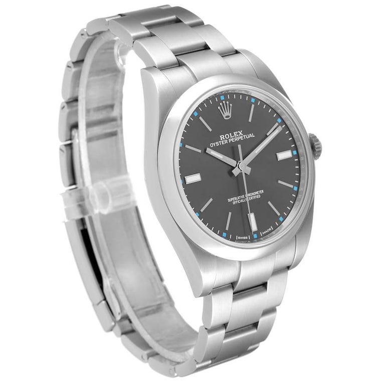 Rolex Oyster Perpetual 39 Rhodium Dial Steel Mens Watch 114300 Box Card ...