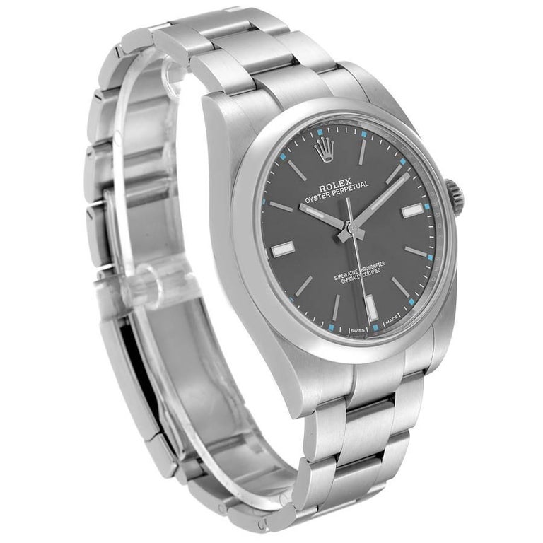 Rolex Oyster Perpetual 39 Rhodium Dial Steel Mens Watch 114300 Box Card ...