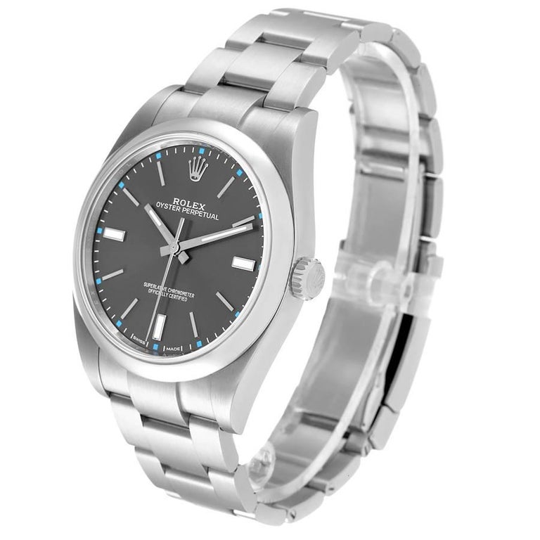 Rolex Oyster Perpetual 39 Rhodium Dial Steel Mens Watch 114300 Box Card ...