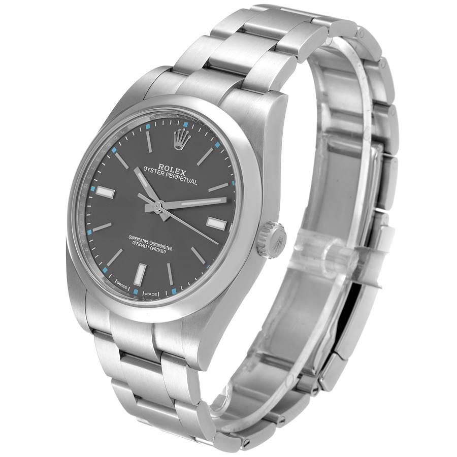 Rolex Oyster Perpetual Rhodium Dial Steel Mens Watch 114300 Box Card ...