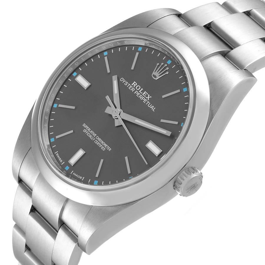 Rolex Oyster Perpetual Rhodium Dial Steel Mens Watch 114300 Box Card ...