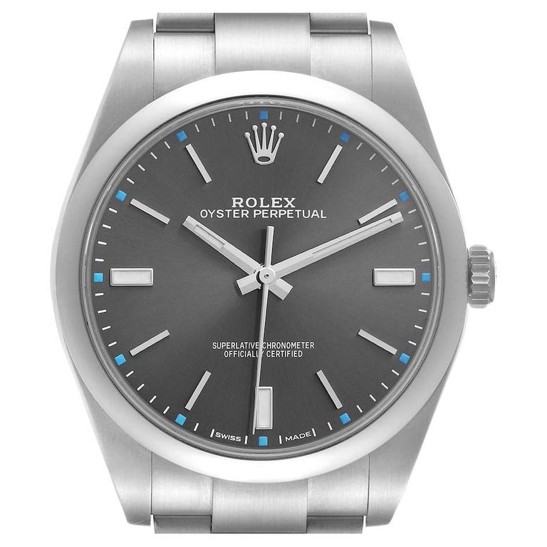 Rolex Oyster Perpetual 39 Rhodium Dial Steel Mens Watch 114300 Box Card ...