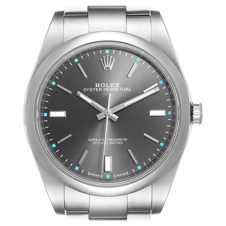 Rolex Oyster Perpetual 39 Rhodium Dial Steel Men's Watch 114300 For ...