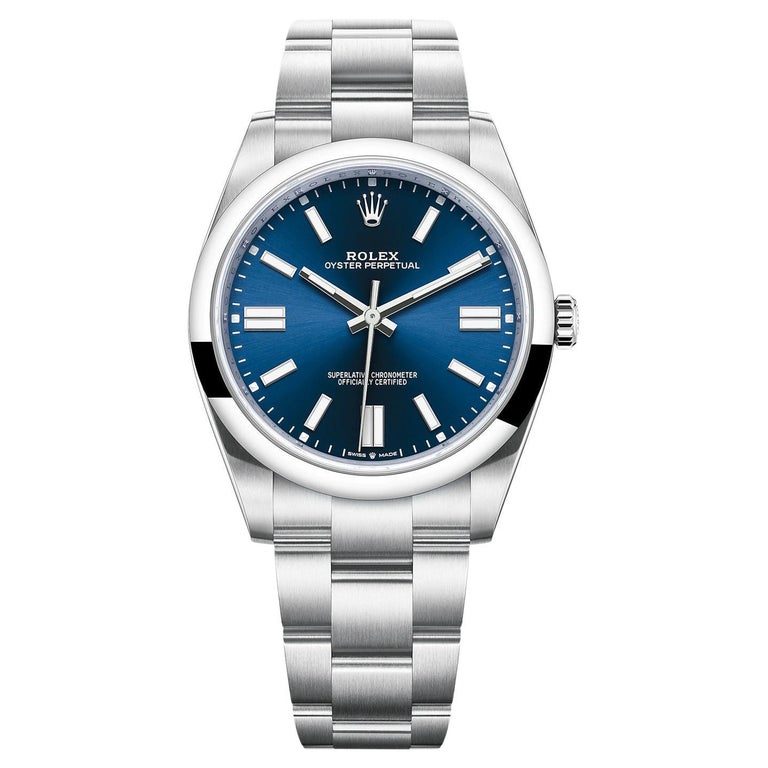 Rolex Oyster Perpetual Bright Blue Dial Stainless Steel Watch 124300 ...