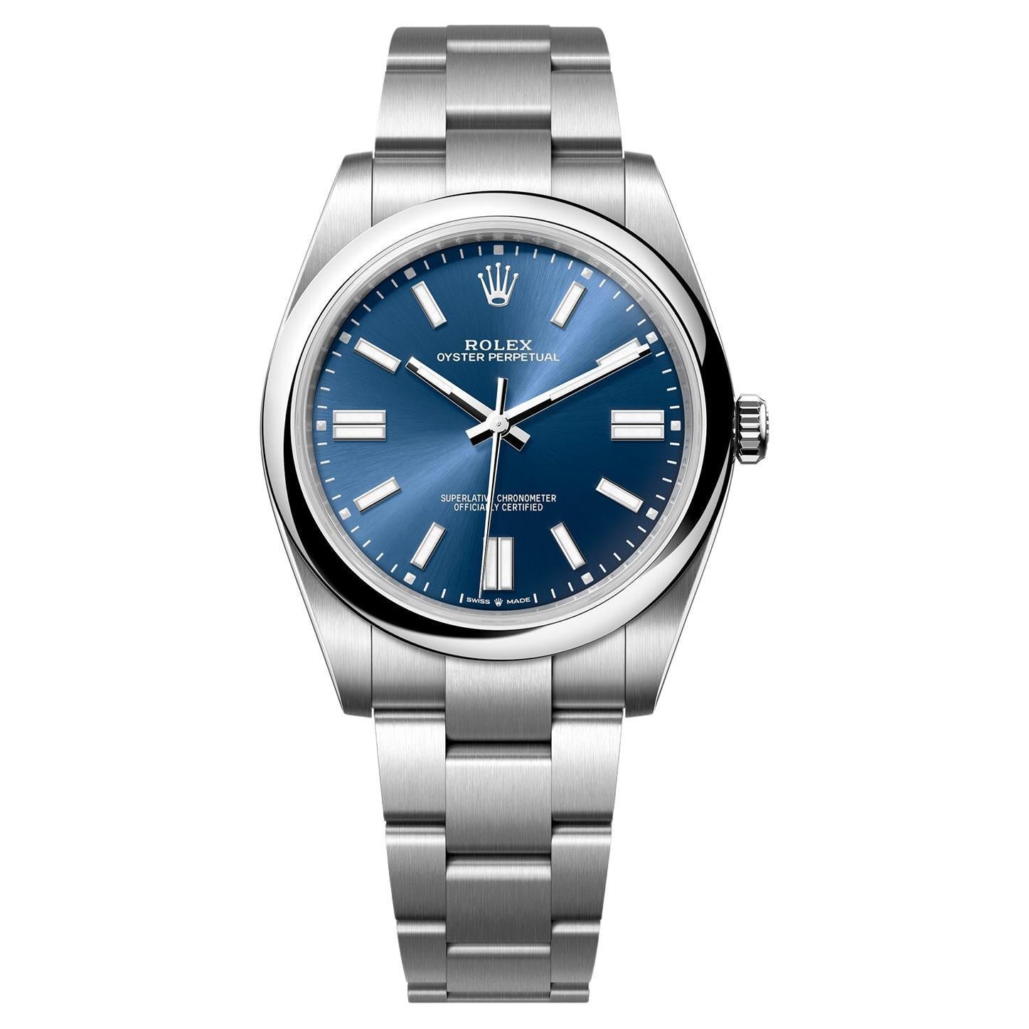 Rolex Oyster Perpetual 41mm Bright Blue Dial Stainless Steel Watch Rolex Oyster Perpetual 41mm Bright Blue Dial Stainless Steel Watch