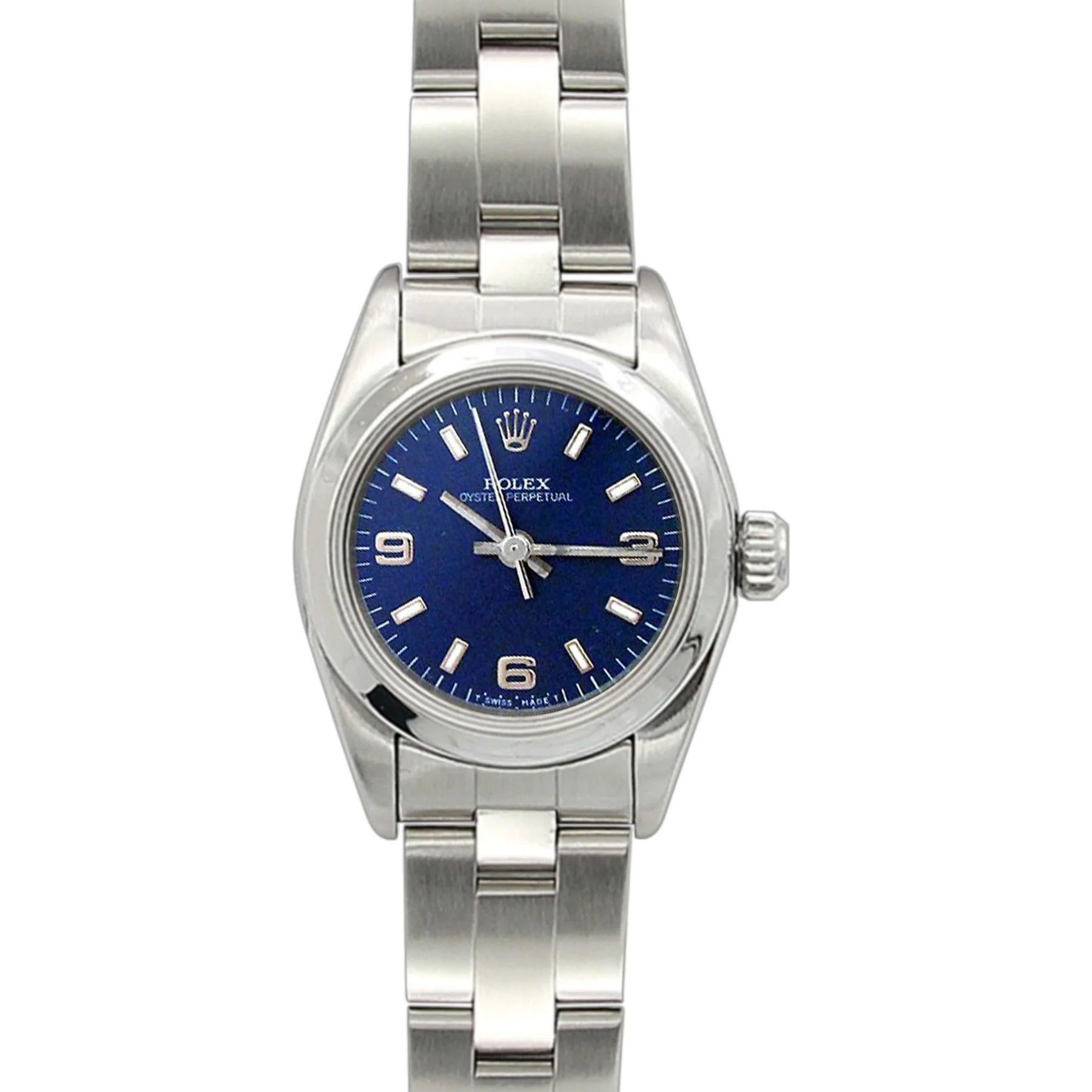 Rolex Oyster Perpetual 67180 - Blue 3-6-9 Dial and Oyster Bracelet ...