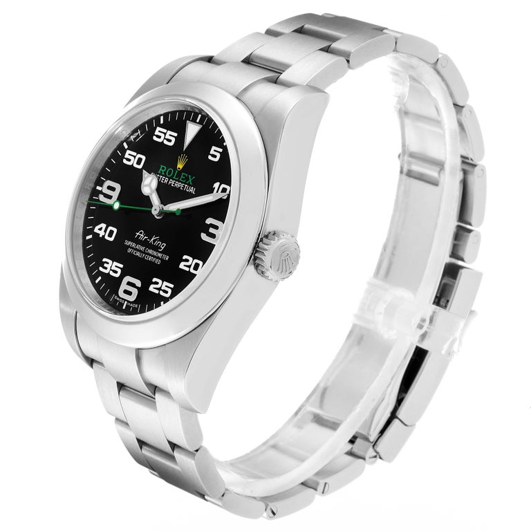 Rolex Oyster Perpetual Air King Green Hand Steel Men's Watch 116900 For ...